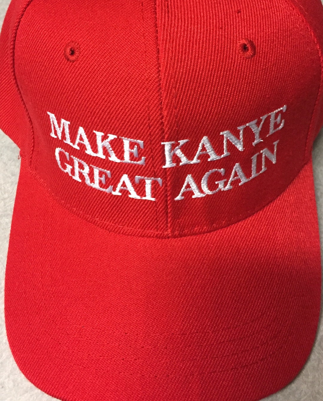 Embroidered Red Hat - Make Kanye Acrylic Cap - Etsy