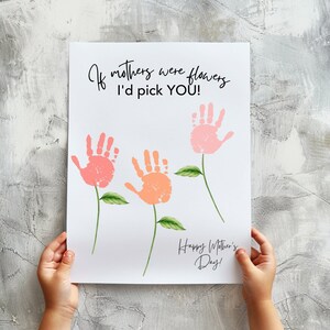 Mothers Day Flower Handprint Crafts for Kids, Mom Gift From Kids ...