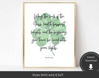 Irish Blessing St Patricks Day Wall Art Printable Decor Saint - Etsy
