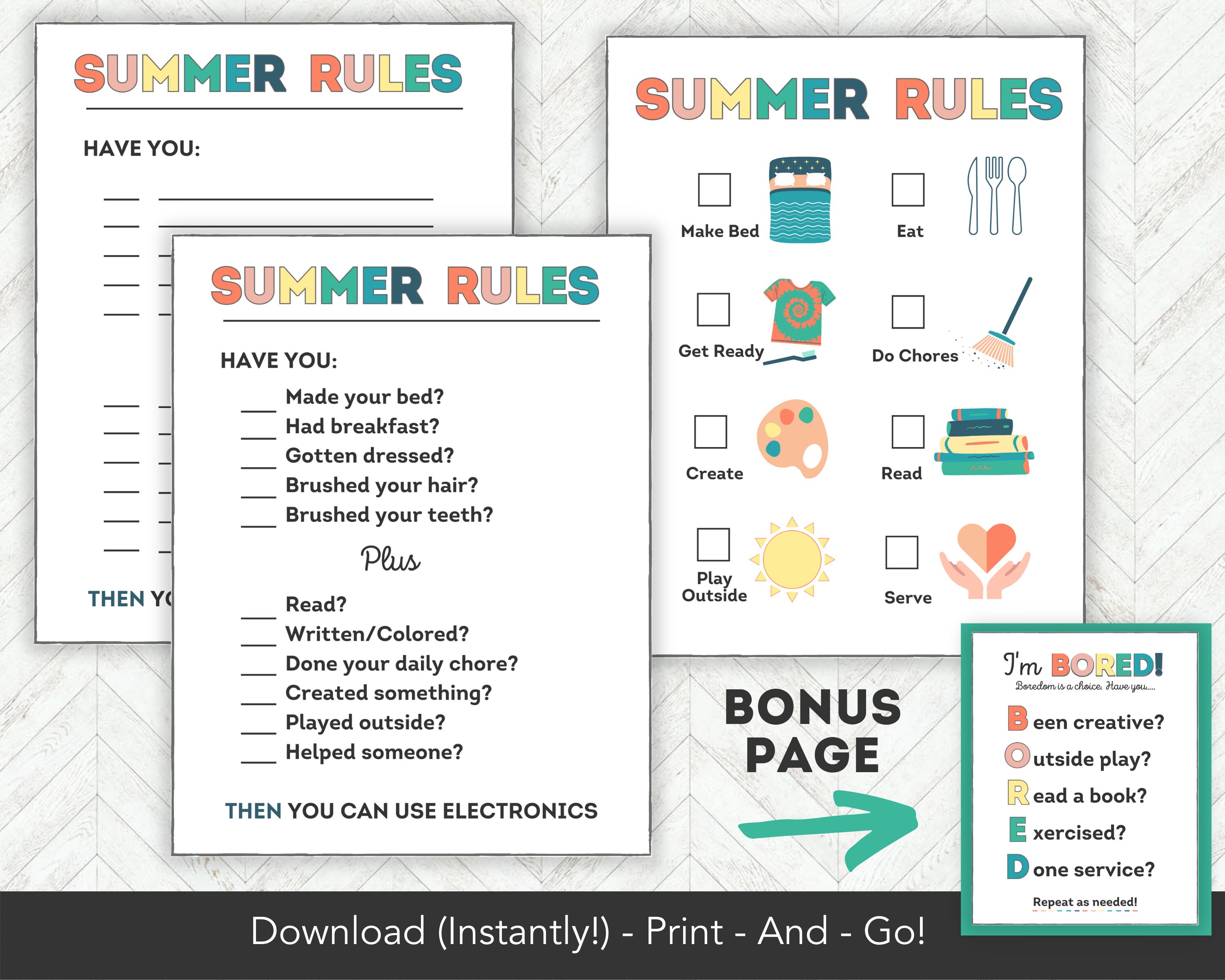 Summer Rules Printable Summer Plan Ideas Summer Rules List - Etsy