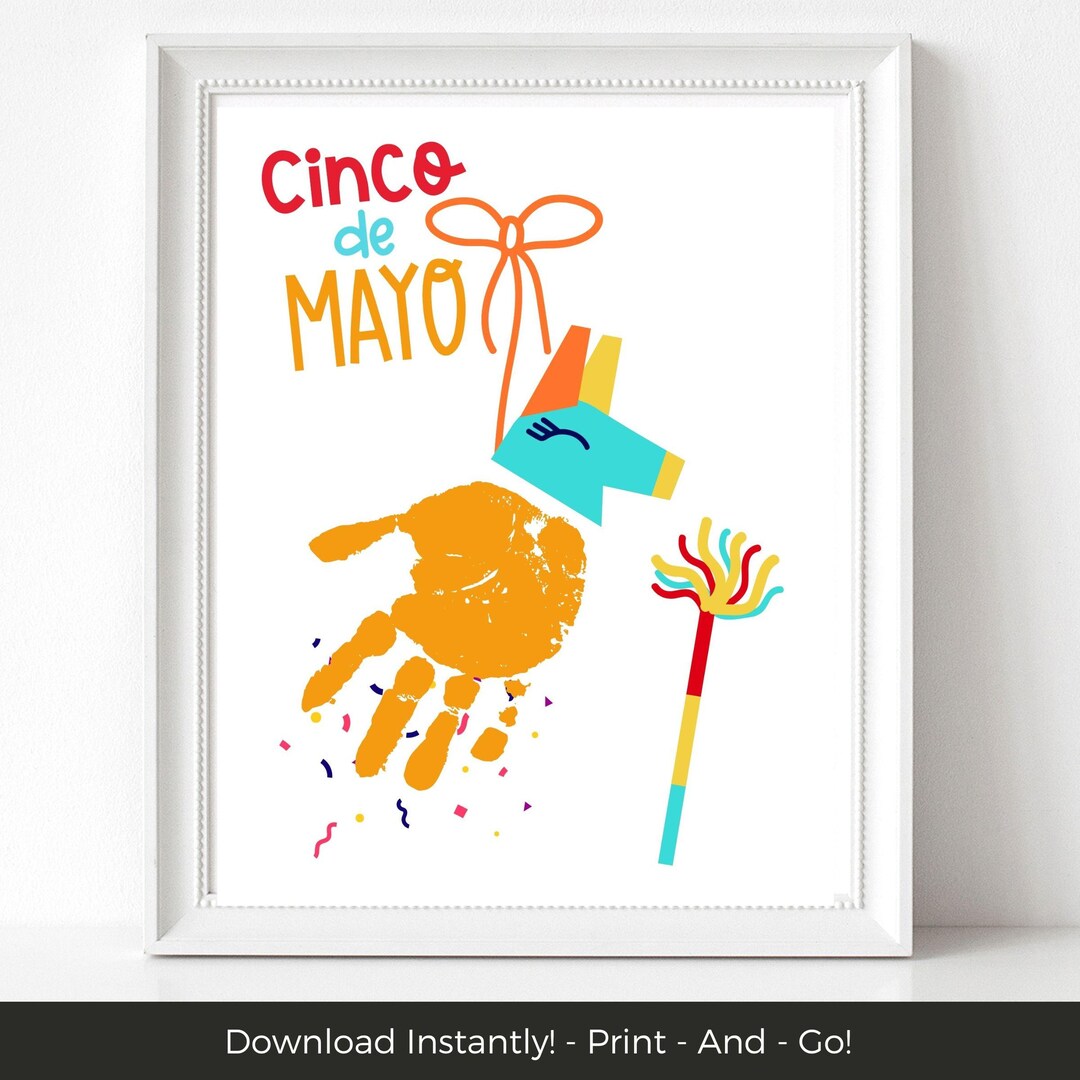 Pinata Handprint Craft Cinco De Mayo Handprint Art Printable - Cinco De ...