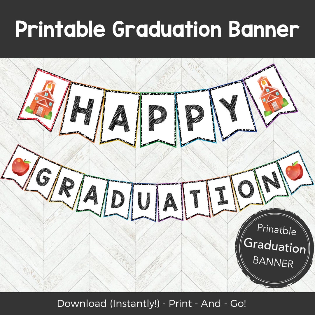 Printable Graduation Banner, Preschool Graduation Decorations ...