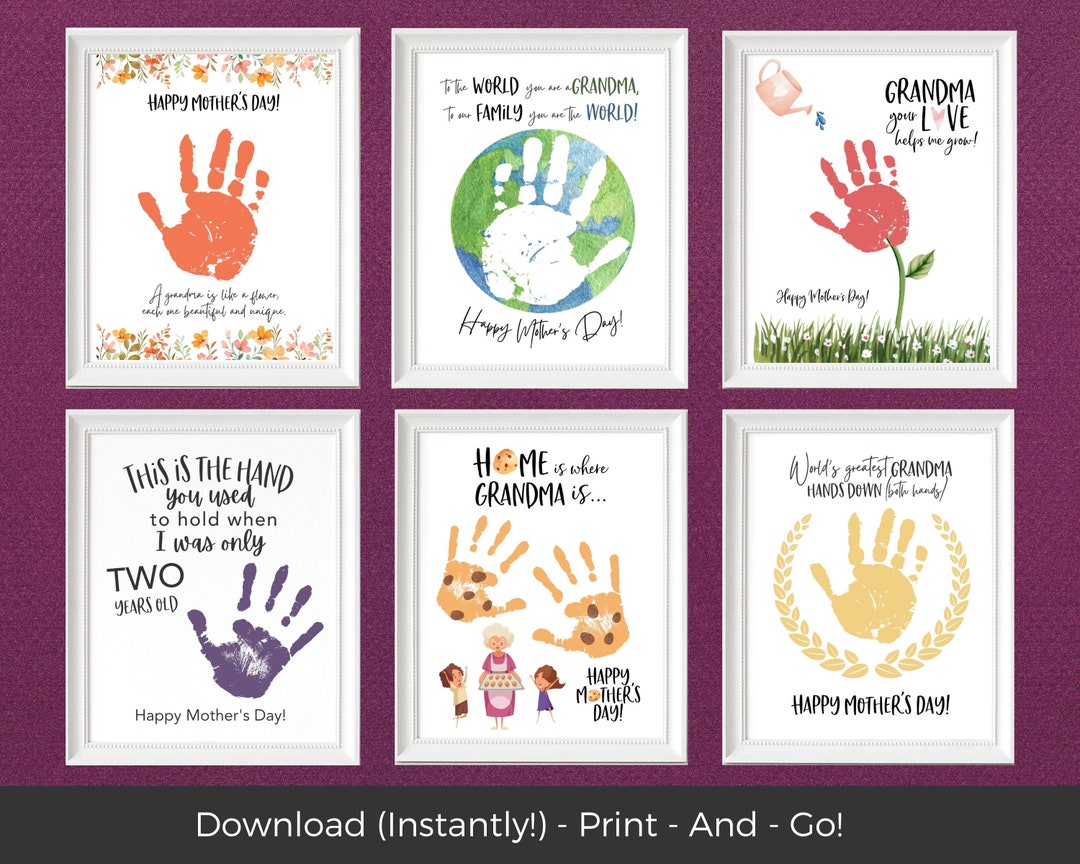 Grand Mothers Day Handprint Art Bundle, Mothers Day Handprint Printable ...
