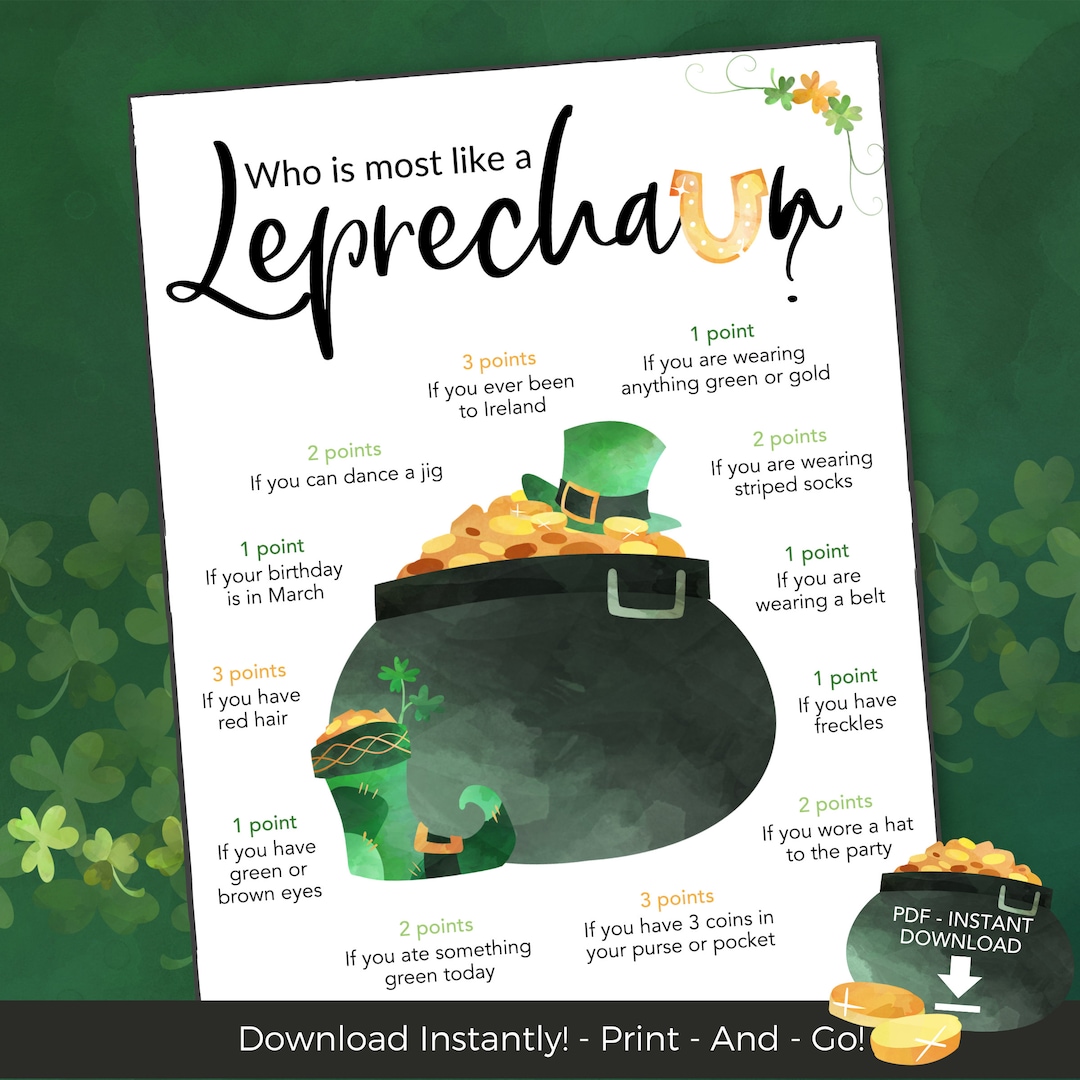St Patricks Day Game Leprechaun, St Paddys Day Printable Game for Kids ...