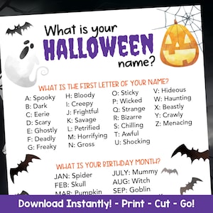 What's Your Name Halloween Printable Halloween Party - Etsy
