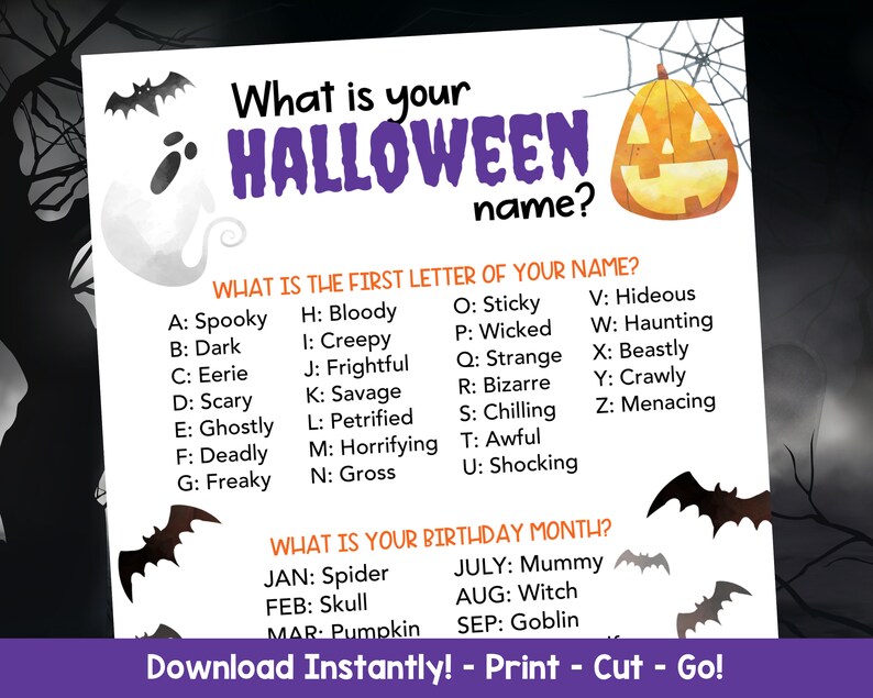What's Your Name Halloween Printable Halloween Party - Etsy