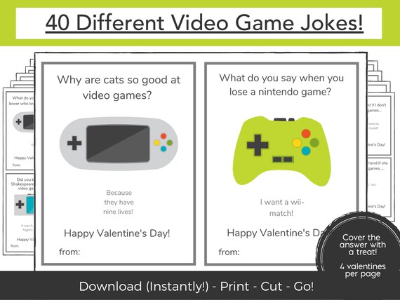 Video Game Valentines Printable Gamer Valentines Day Cards | Etsy