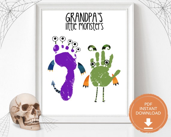 Monster Halloween Handprint Craft DIY Craft for Kids Art - Etsy