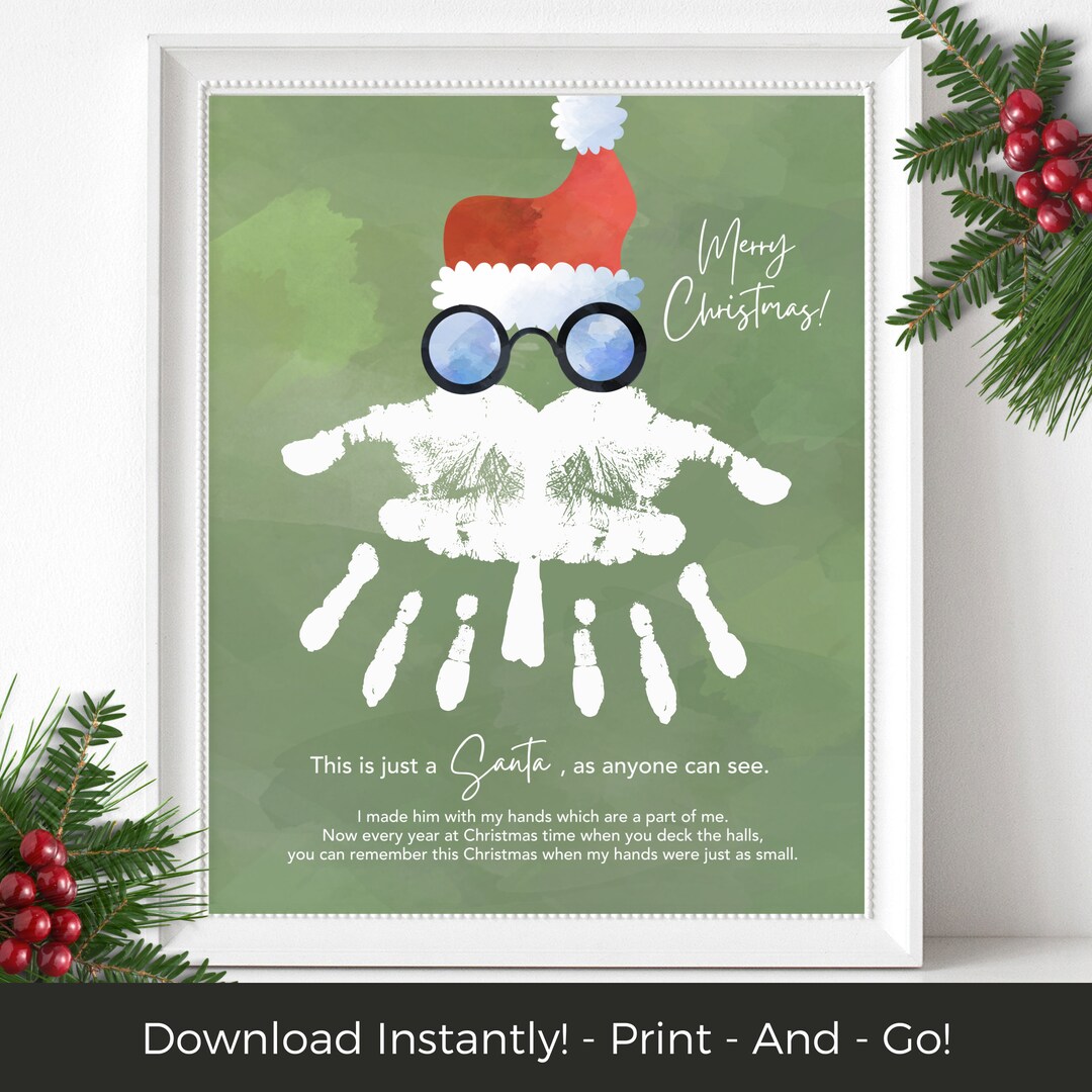 Santa Handprint Christmas Craft DIY, Baby's First Christmas, Toddler ...