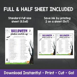 Phobia Trivia Game Halloween Printable, Halloween Party Games for Kids ...