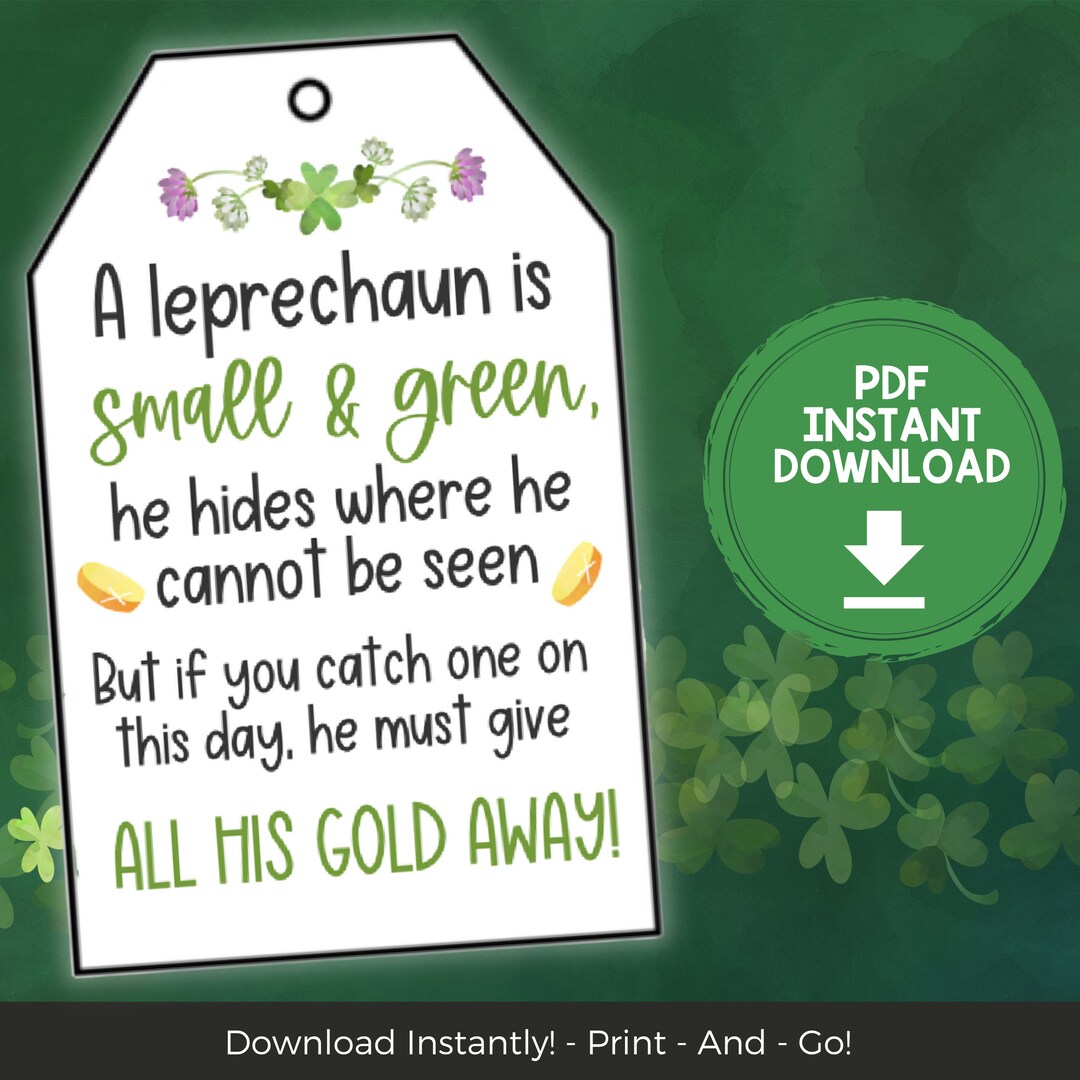 Leprechaun St Patricks Day Printable Gift Tags, St Patricks Day Tags ...