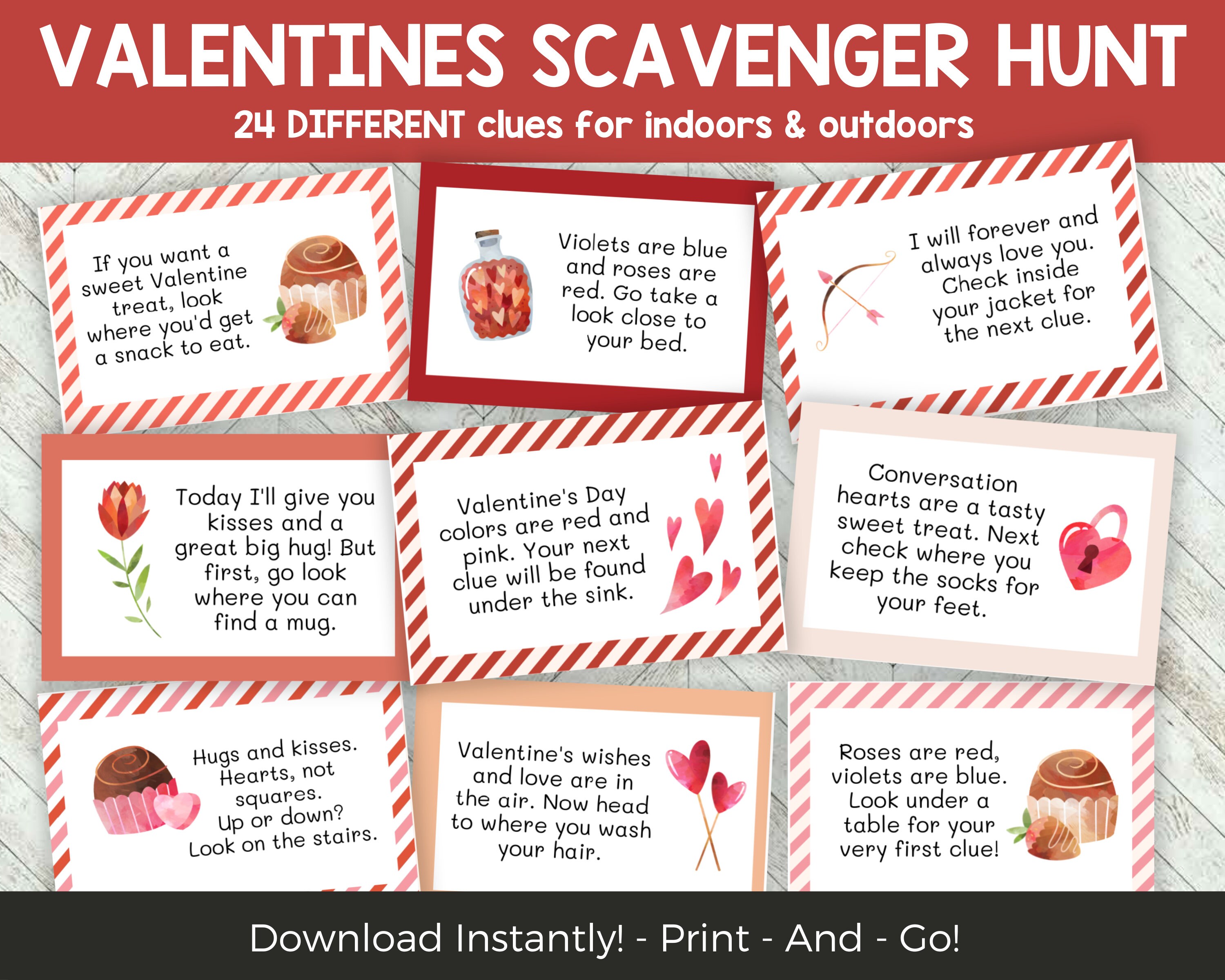 Valentines Scavenger Hunt for Kids Printable Treasure Hunt - Etsy