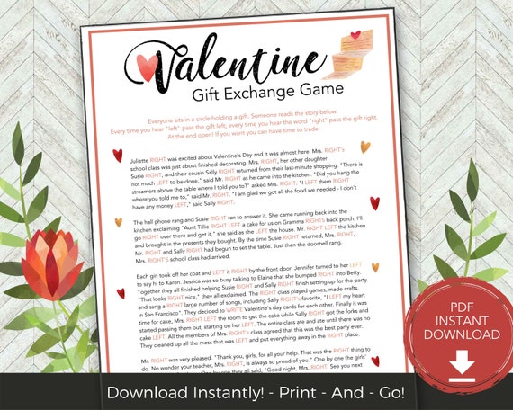 Valentine Printable Gift Exchange Valentine Party Games | Etsy