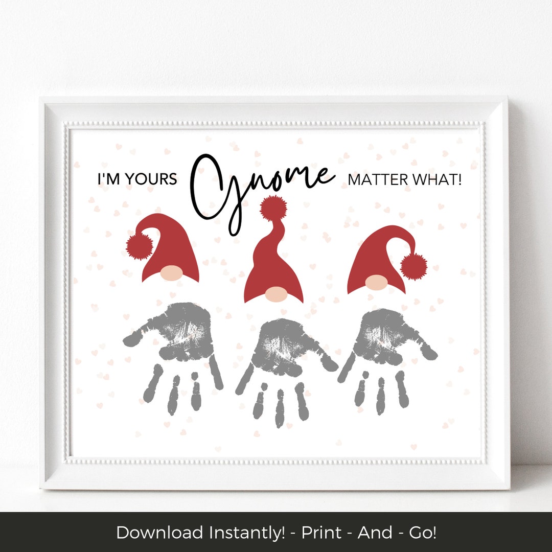 Gnome Valentine Printable Handprint Art, Valentine Handprint Craft for ...