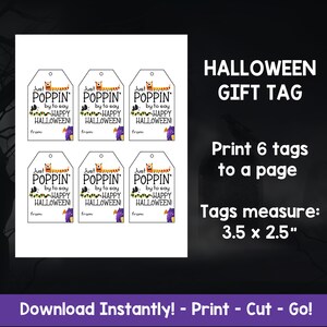 Halloween Popcorn Gift Tag, Printable Halloween Party Favor Tags ...