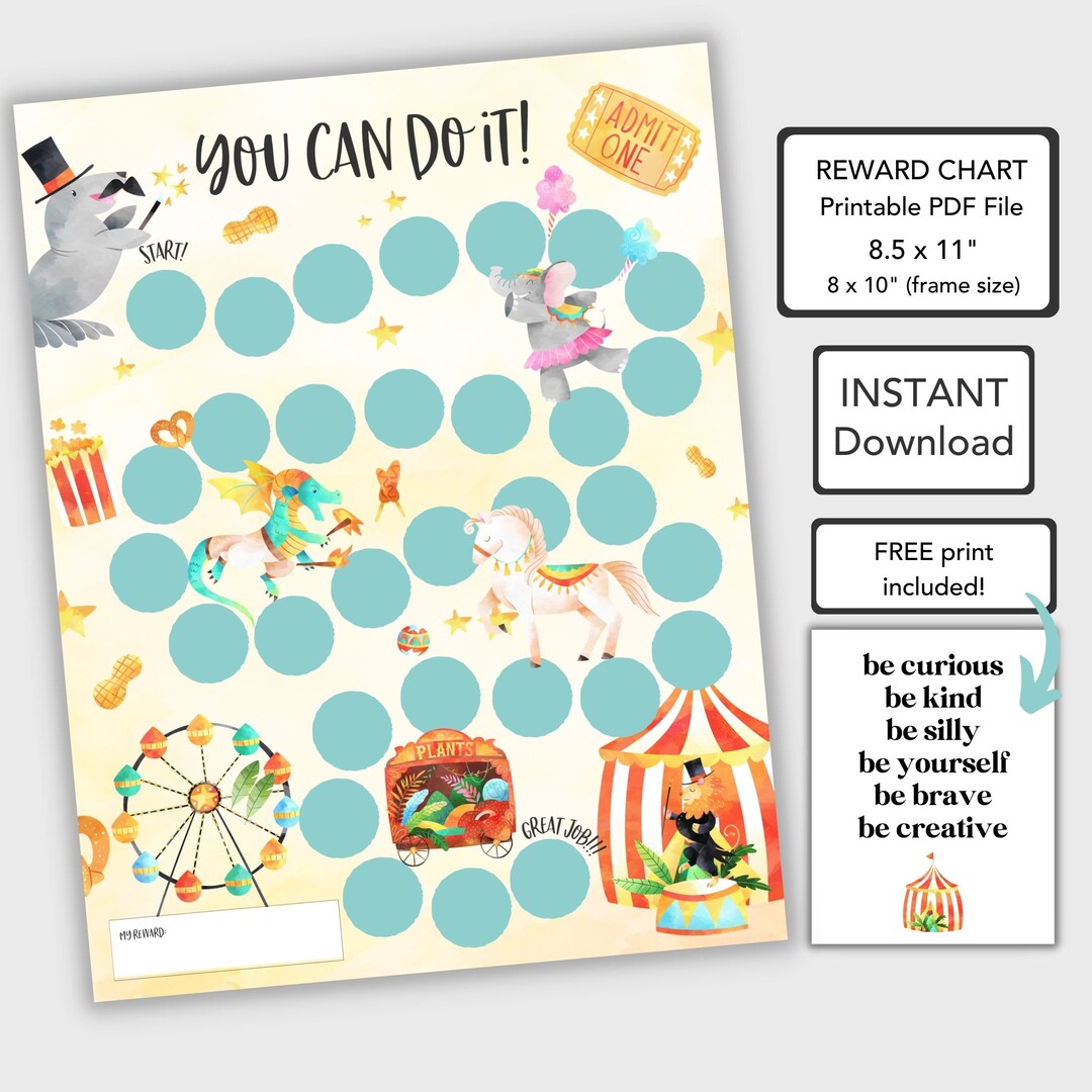 Circus Printable Reward Chart, Good Behavior Chart for Kids ...