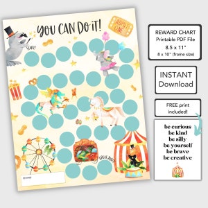 Circus Printable Reward Chart, Good Behavior Chart for Kids ...