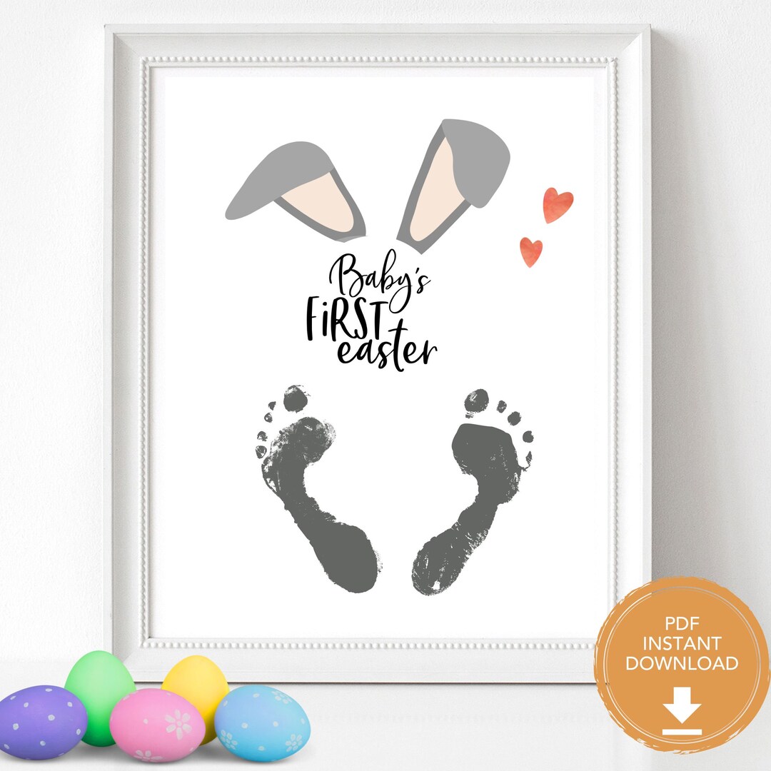 Bunny Feet Easter Craft, Easter Footprint Kids Craft, Baby's First ...