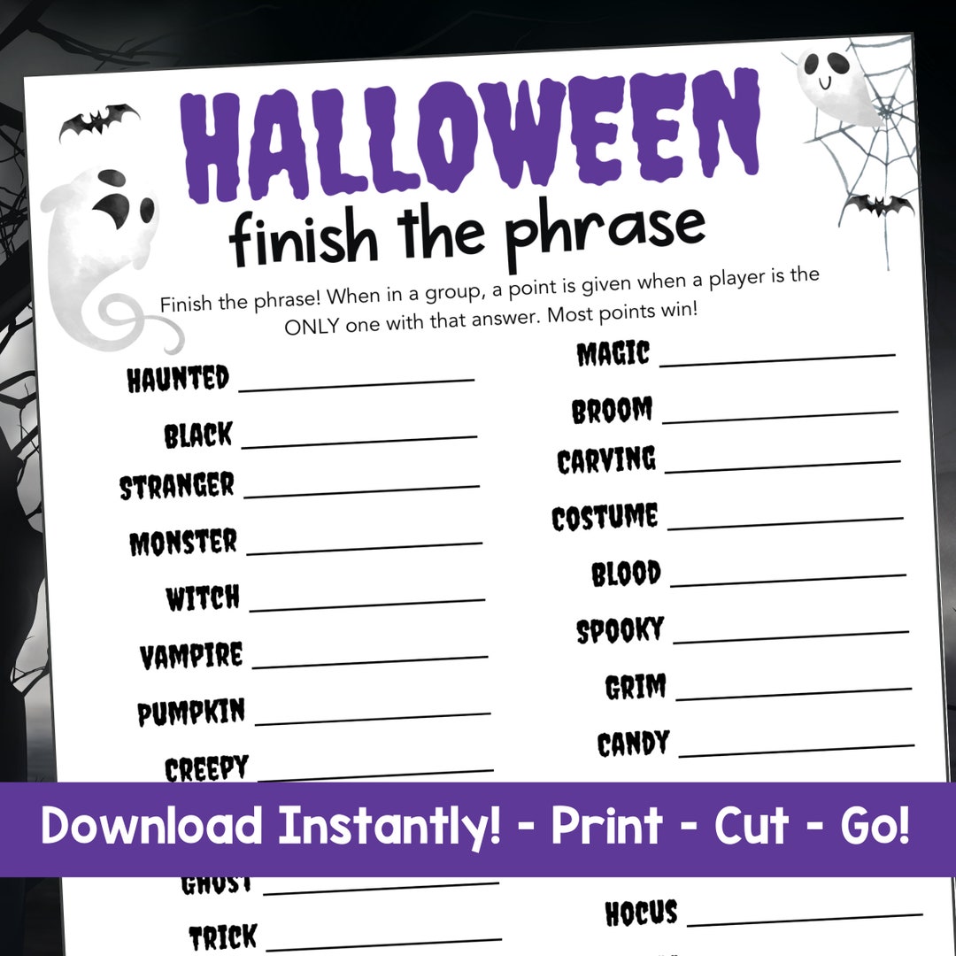 Halloween Finish the Phrase Game Halloween Printable Games - Etsy