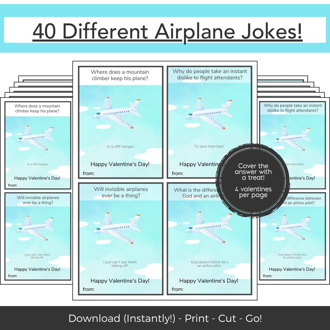 Airplane Valentine Cards for Kids Classroom, Boy Valentine Printable ...