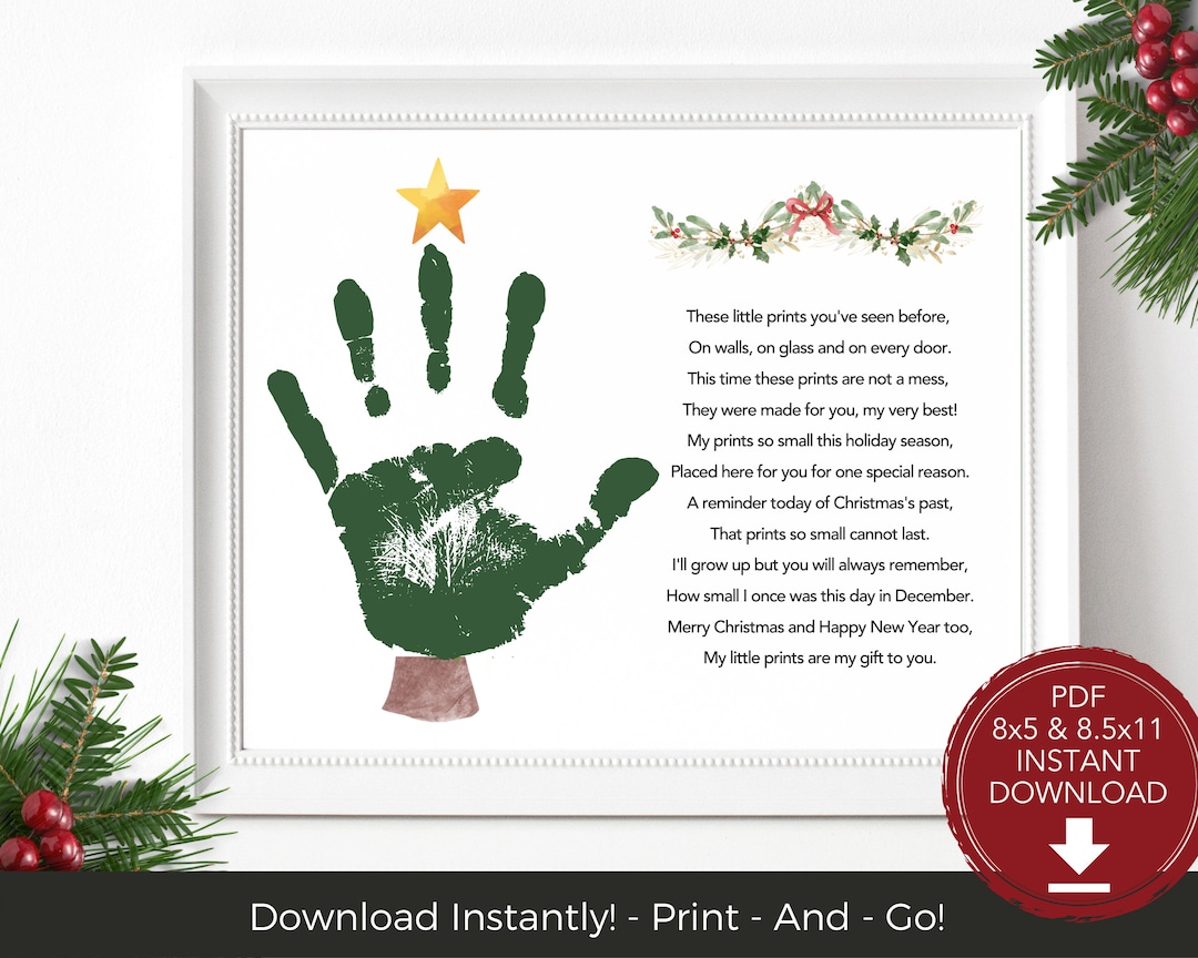 Christmas Tree Handprint Kids Christmas Craft Baby's - Etsy