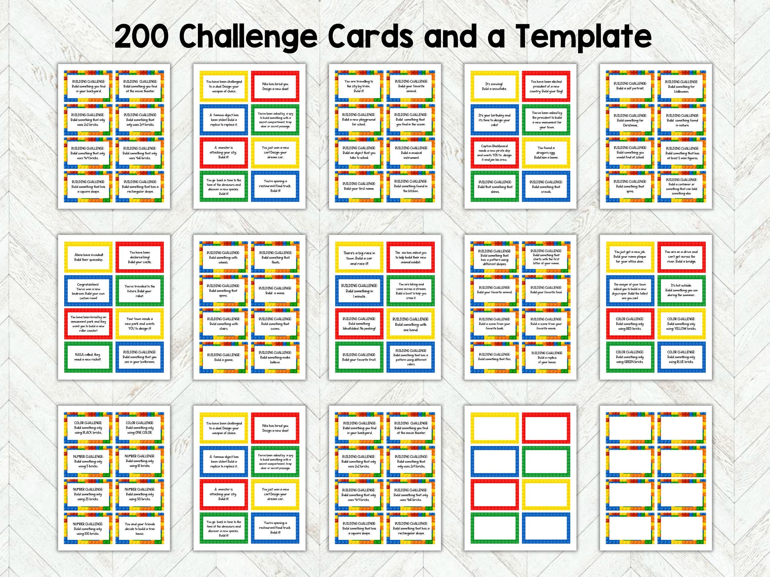 Building Block Challenge Cards for Kids, STEM Activity Cards, Brick ...