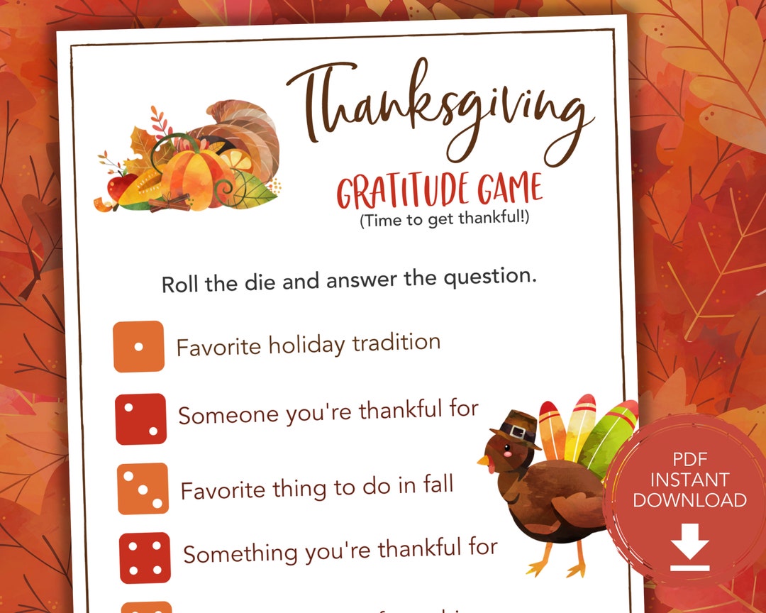 Gratitude Game Thanksgiving Game for Kids and Adult Parties - Etsy