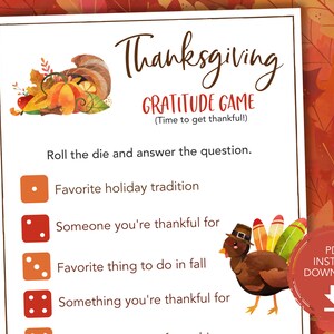 Gratitude Game Thanksgiving Game for Kids and Adult Parties - Etsy