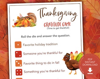 Gratitude Game. Instant Download Printable. Thanksgiving - Etsy