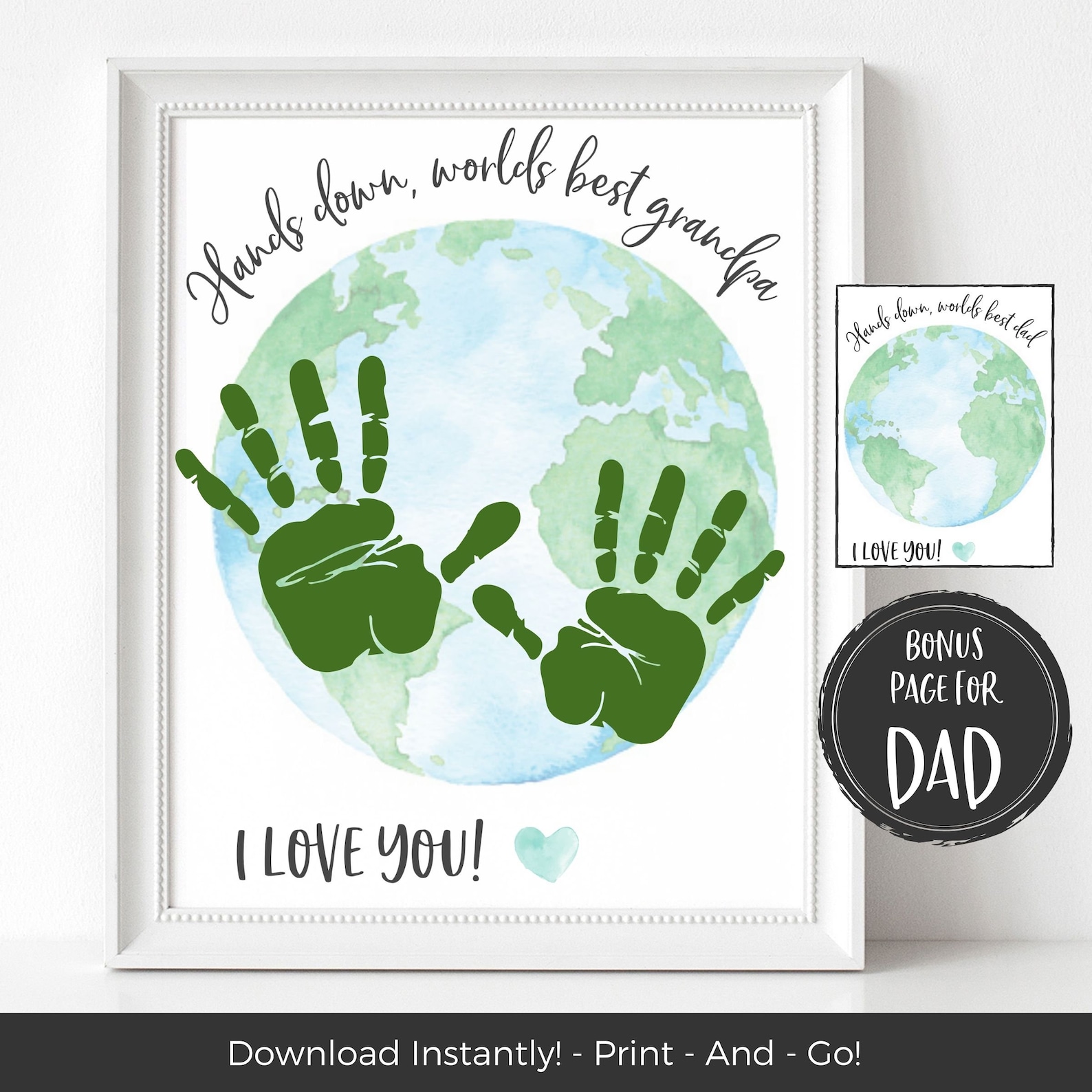 Kids Handprint Art, Printable Fathers Day Card From Baby, Worlds Best ...