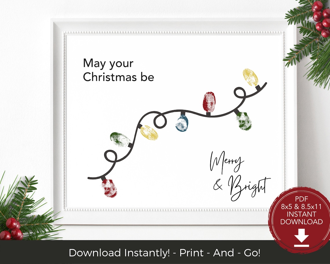 Lights Fingerprint Christmas Craft DIY Baby's First - Etsy