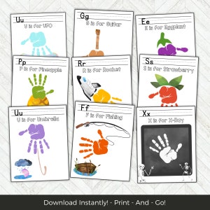 A-Z Handprint Art Bundle, Printable Handprint Craft ABC Book, Alphabet ...