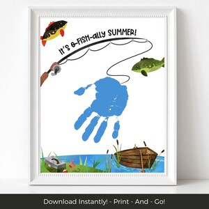 Fishing Handprint Art, Summer Handprint Art, Printable Handprint Craft ...