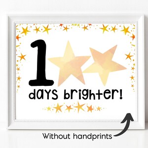 100 Days Brighter Handprint Art Printable, 100 Days of School Activity ...