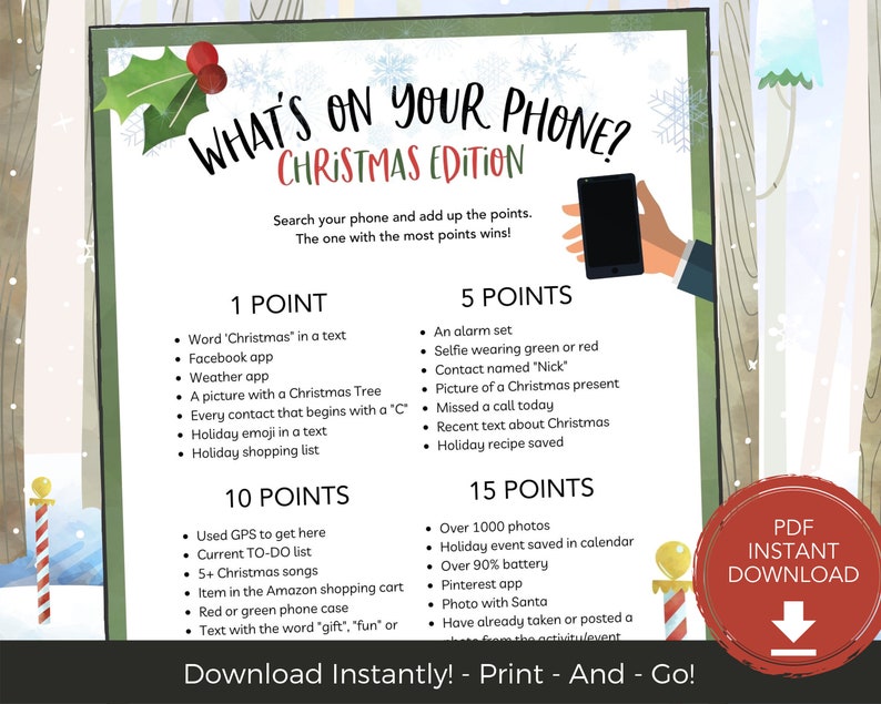 Whats on Your Phone Christmas Party Games Printable Christmas | Etsy