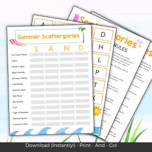 Summer Scattergories, Printable Games for Kids, Fun Family Games ...