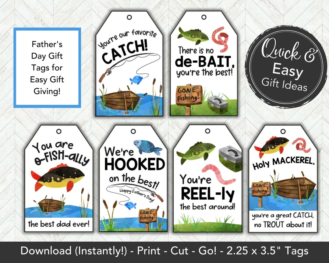 Printable Fathers Day Gift Tags Dad or Grandpa Fishing - Etsy