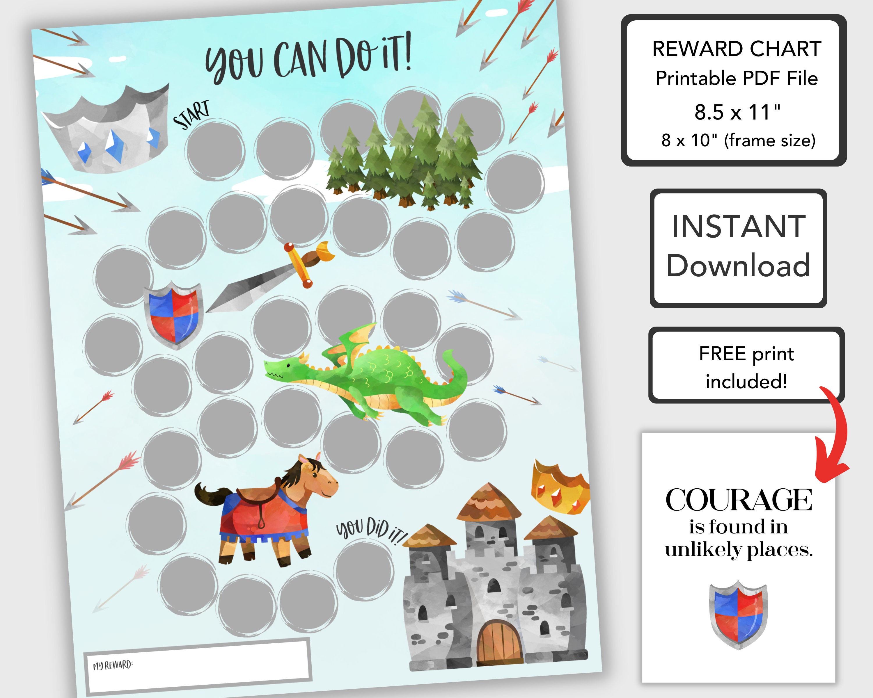 Knight Printable Reward Chart Good Behavior Chart for Kids - Etsy