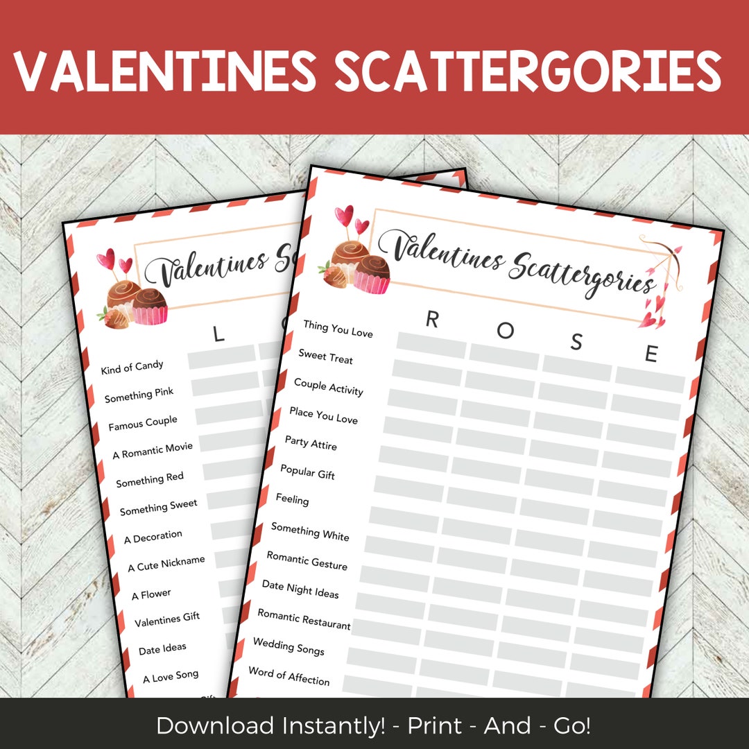 Valentines Scattergories, Printable Valentine Day Games for Adults ...