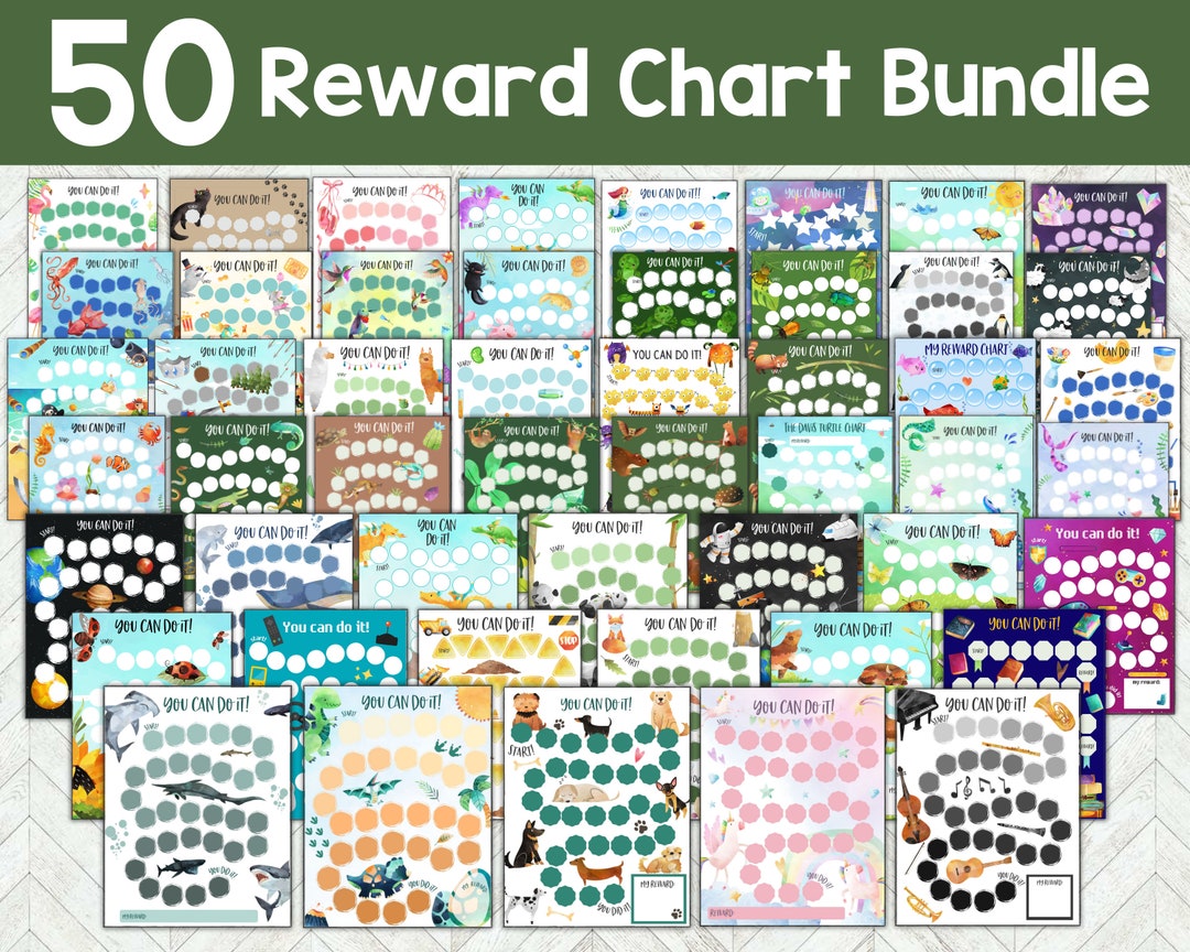Big Bundle Kids Reward Chart Printable Sticker Chart for - Etsy