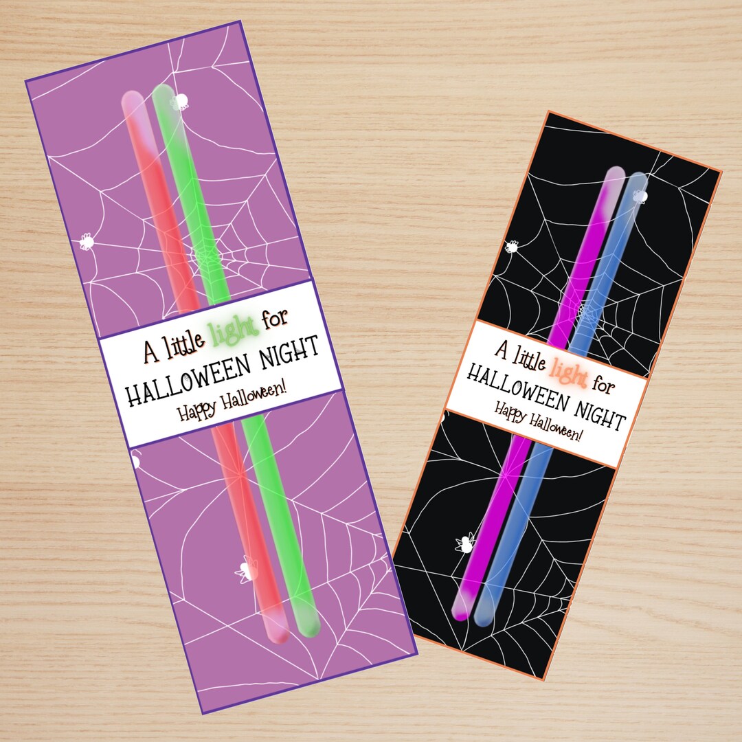 Halloween Gift Glow Stick, Halloween Printable Bags Tag Download ...