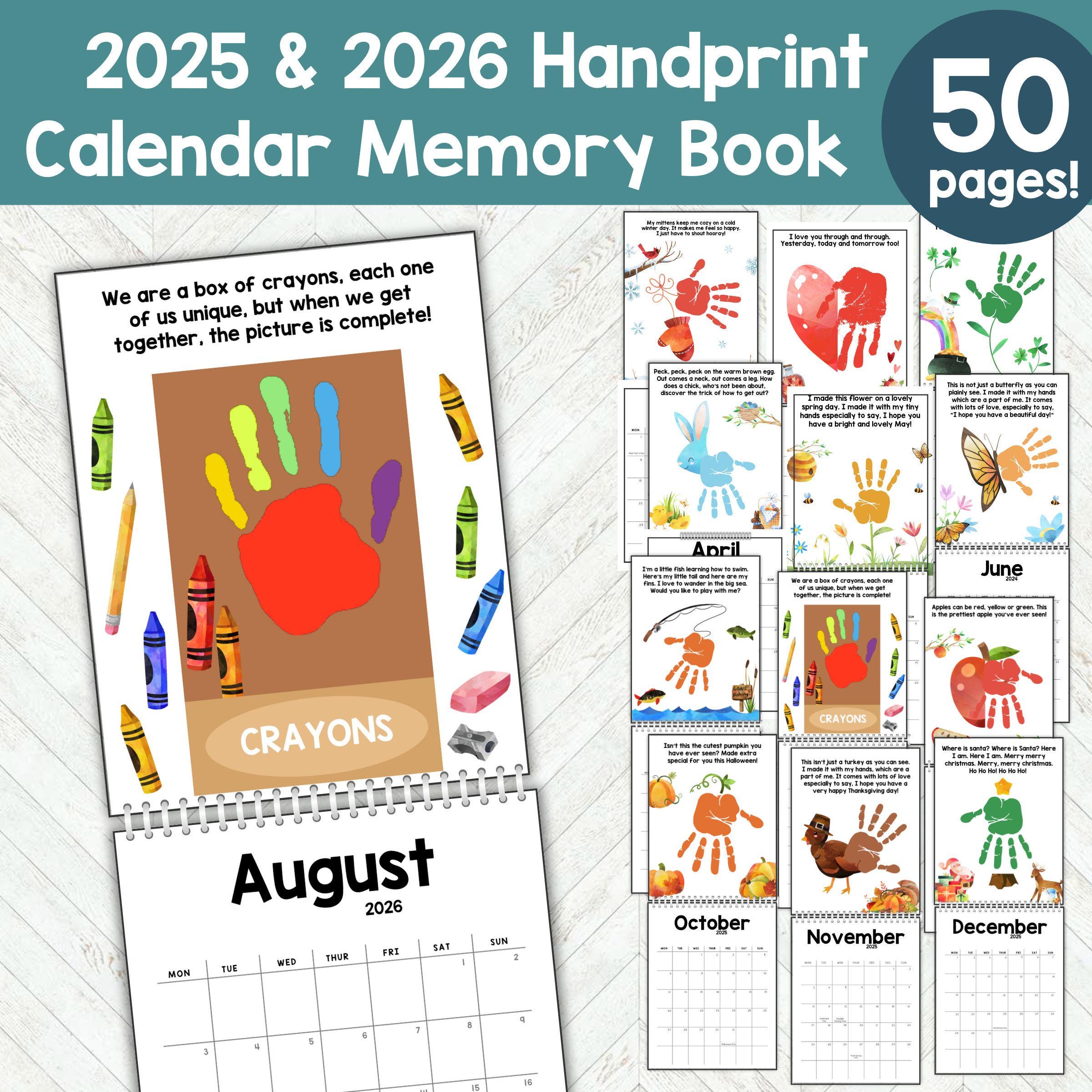 Handprint Calendar 2025 2026, Preschool Handprint Art Printable, 1st ...