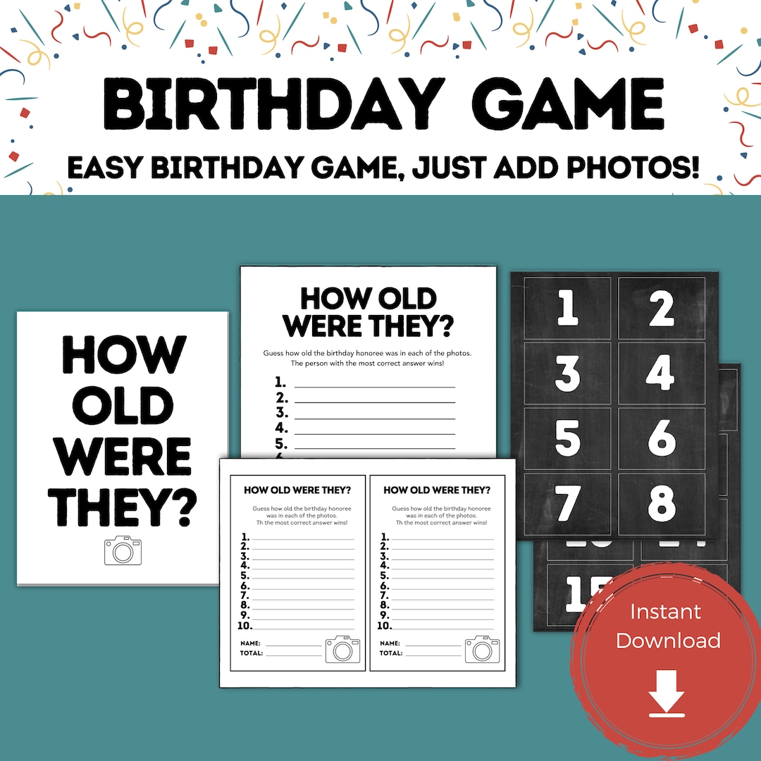 Printable 40th Birthday Game and Activity, How Old Were They Game, 40th ...