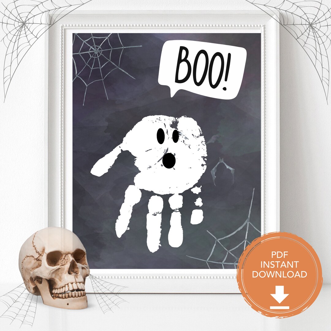 Ghost Halloween Handprint Craft, DIY Craft for Kids Art, Halloween ...
