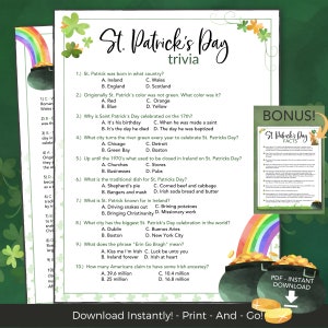 St Patricks Day Trivia, St Patricks Day Game for Kids Class Family or ...