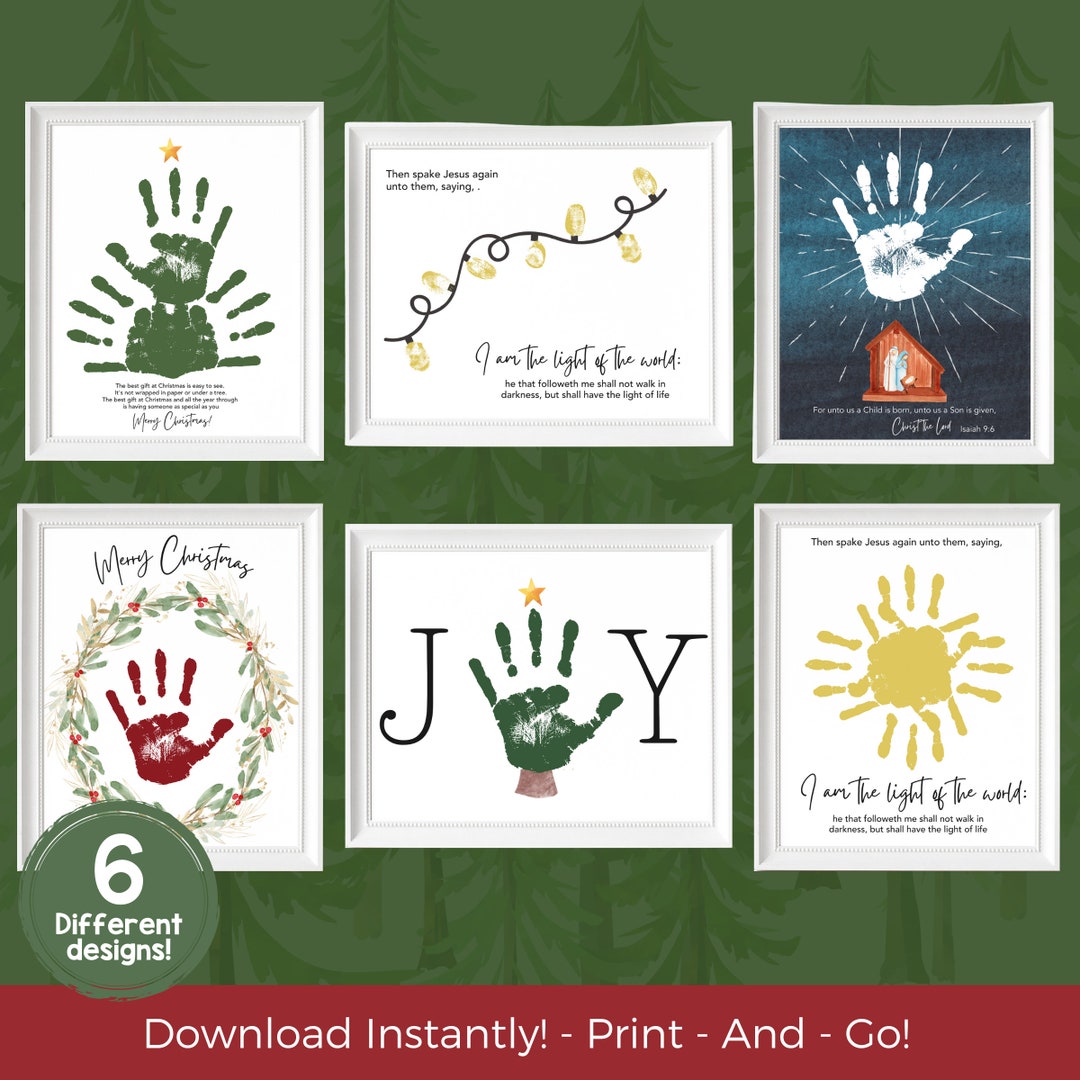 Christmas Handprint Craft Bundle, Handprint Art Christmas Crafts for ...