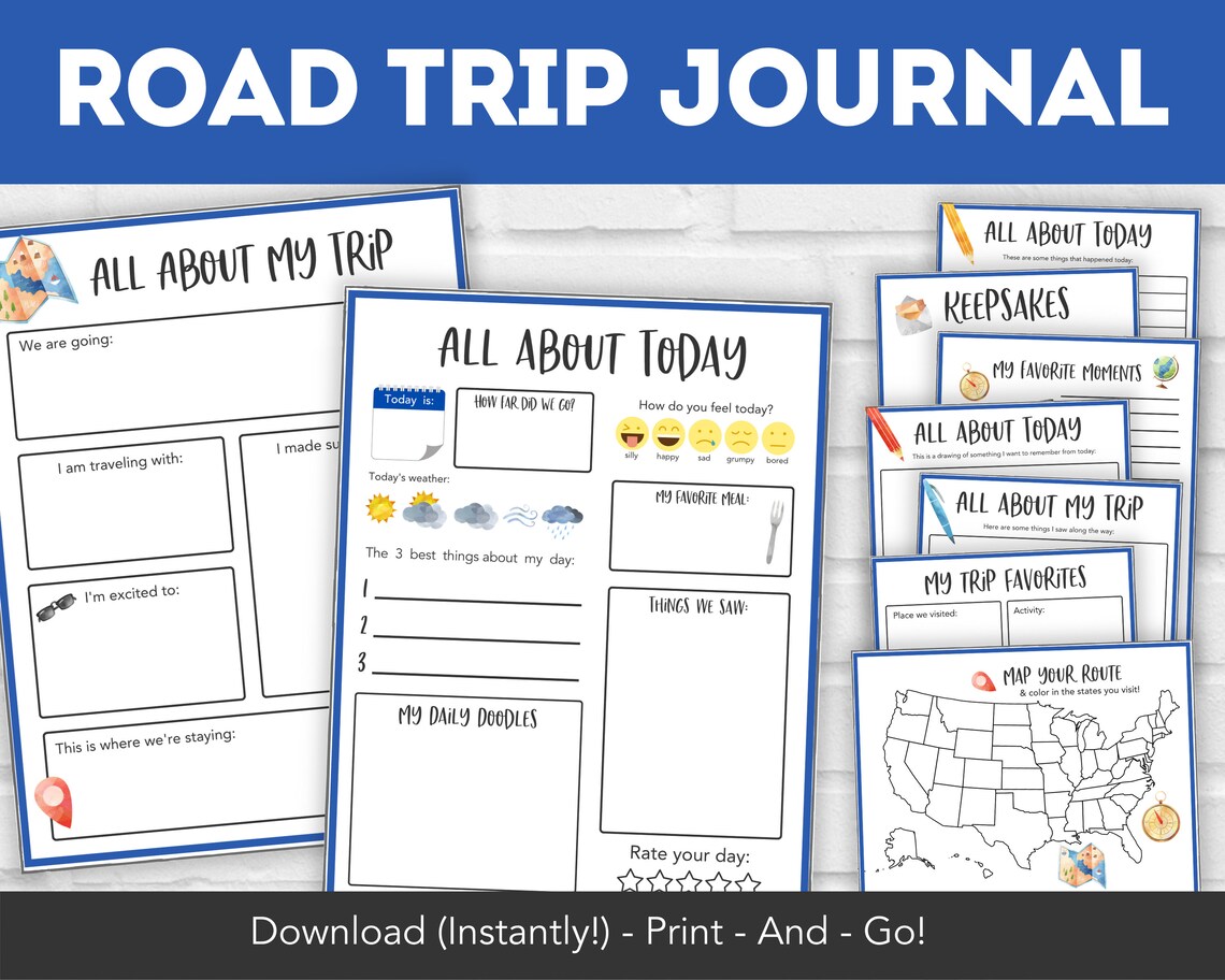 Road Trip Journal Kids Travel Journal Summer Road Trip - Etsy