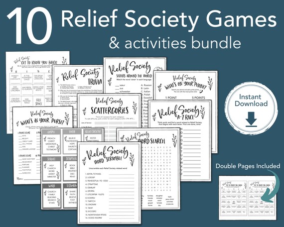 RELIEF SOCIETY Activity Game Bundle Activity Printable Get - Etsy