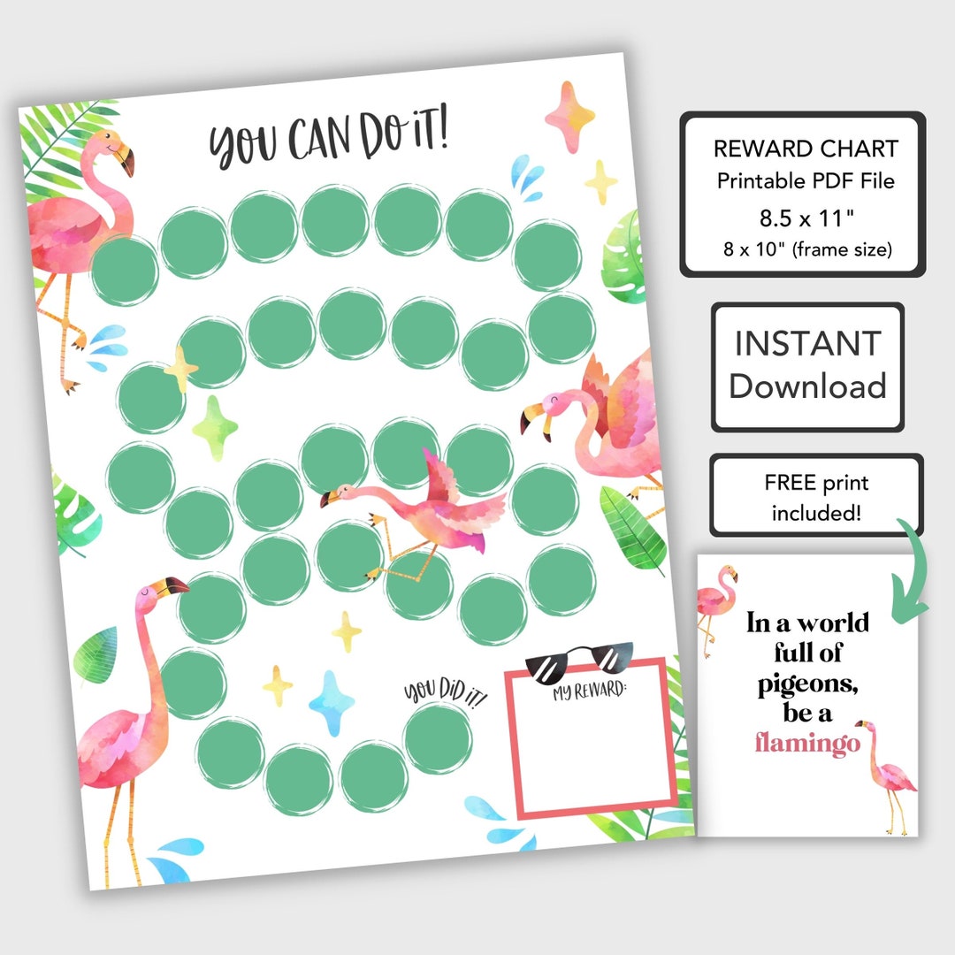 Flamingo Kids Reward Chart Printable, Potty Training Chart, Sticker ...