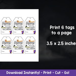 Halloween Popcorn Gift Tag Printable Halloween Party Favor - Etsy